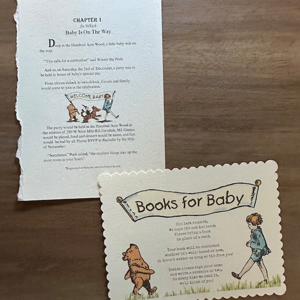 Winnie the Pooh Storybook Books for Baby Card DIGITAL DOWNLOAD ...