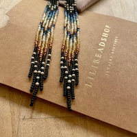Black Beaded Dangle Earrings – Native Design With Stunning Gradient ...