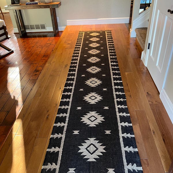 Cotton Wool Blue and White Handmade Rug, Handwoven Modern Flatweave ...