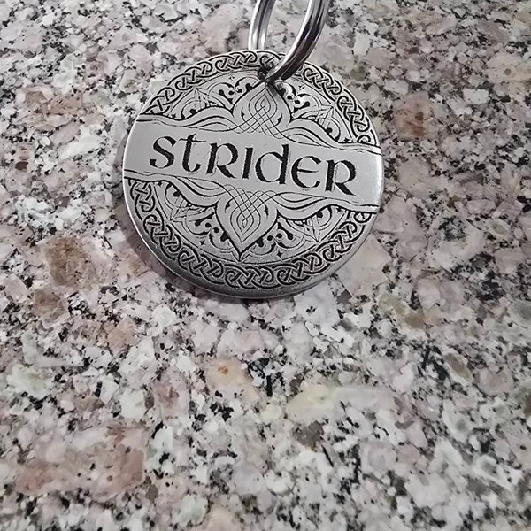 Personalized Pet Tag - Elven Scrollwork With Celtic Border - Custom Dog ...