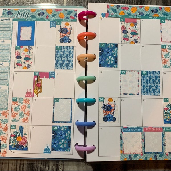 Happy Planner July Stickers, July Mini Happy Planner, July Monthly View ...