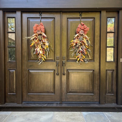 Extra Large Swags for Front Double Doors, Grass and Garland Privacy ...