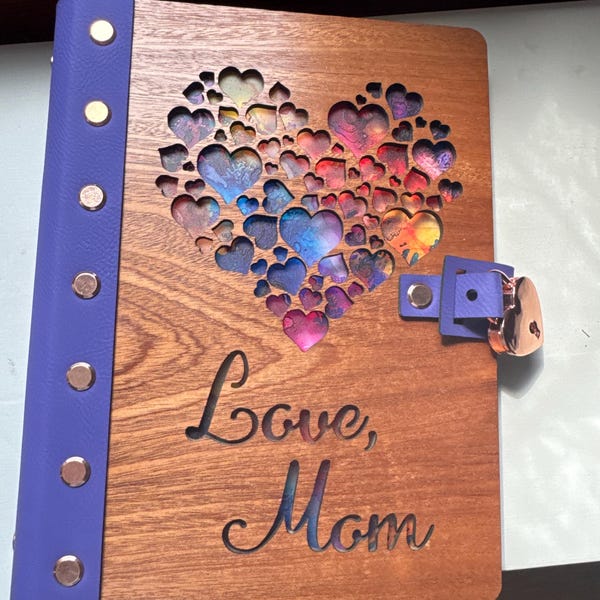 Personalized Wood Heart Lock Diary | Refillable A5 Journal With ...