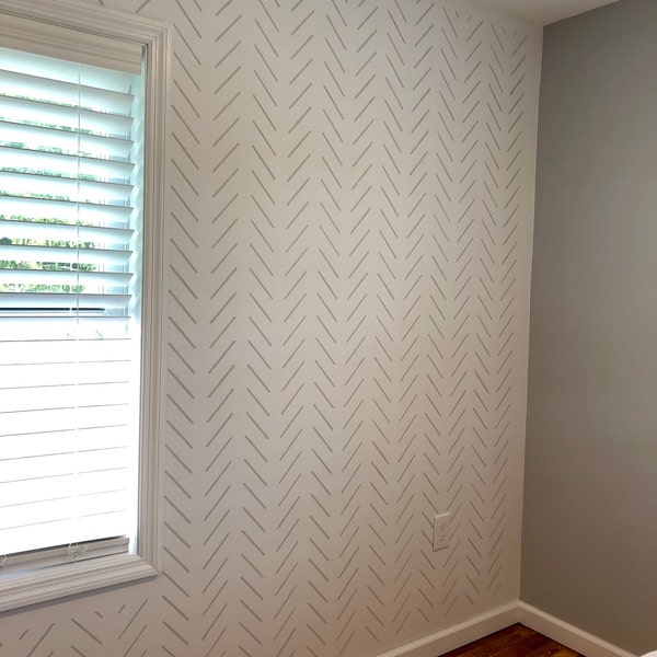 Herringbone Klein geometrisch wandschablone - XL 21.6"x39" Stencil ...