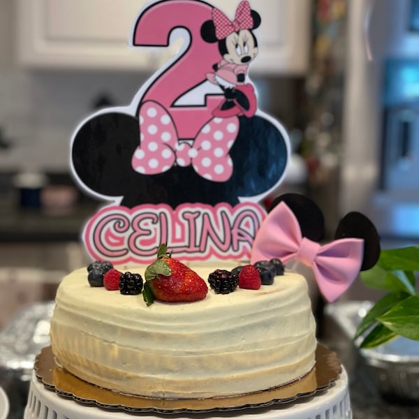 Printable. Editable Minnie Mouse Cake Topper, Minnie Cake Topper ...
