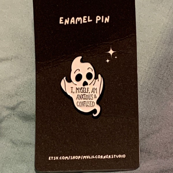 Cute Anxious and Confused Ghost Soft Enamel Pin | Lapel Pin Badge - Etsy