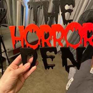 The Horror Den Wall Sign Door Sign Shelf Art, Movie Room Display Gift ...