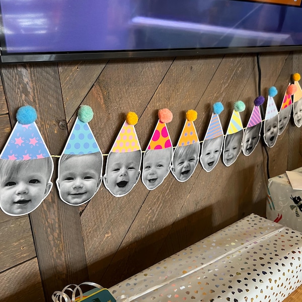 Custom Photo Face Banner, Baby Face Birthday Garland, Head Garland ...