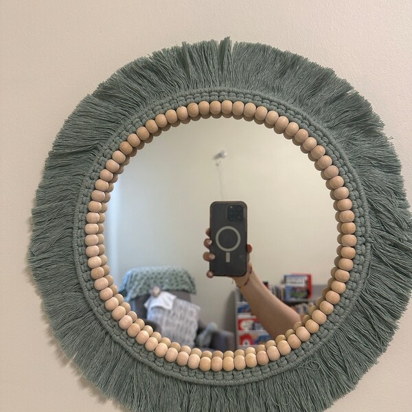 Lilac Mirror, Bead Macrame, Girl's Room, Girl's Birthday Gift, Newborn ...