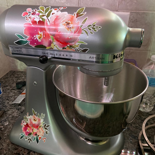 Dark Pink Watercolor Flower Mixer Decals: Kitchen Decor - Etsy