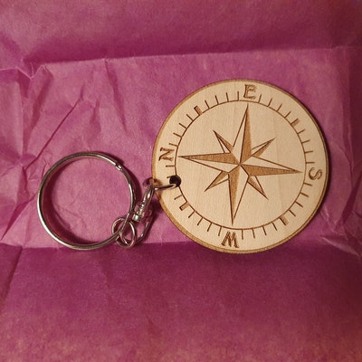 Compass Keychain With Your GPS Coordinates or Custom Text on the Back ...