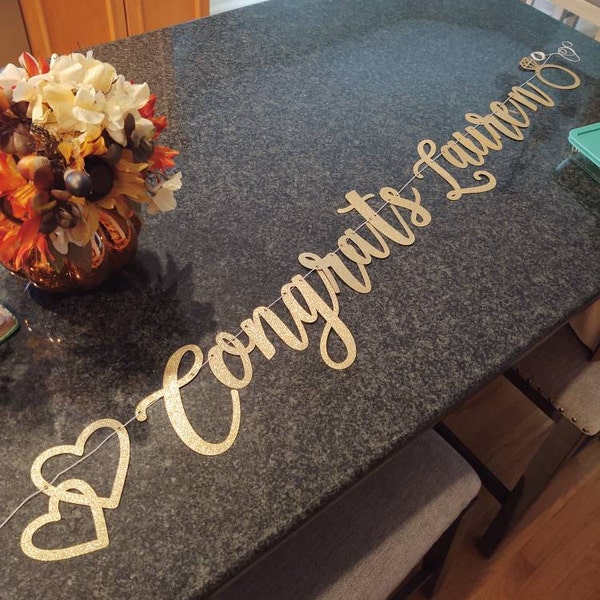 Custom Cursive Gold Glitter Banner / Personalized Script Glitter Sign ...