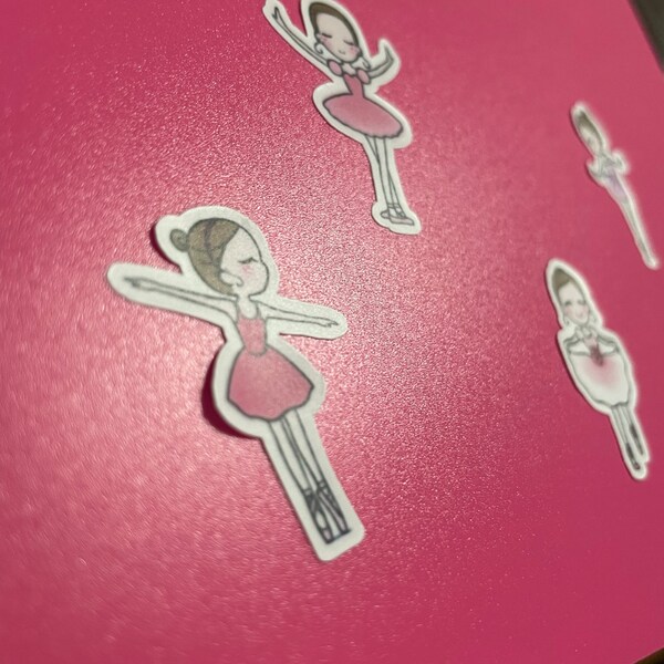 Cute Dancing Ballet Girl Stickers Small | Ballet Girls Watercolor Style ...