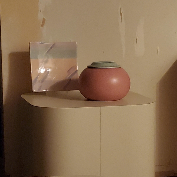 Pink Vases Post Modern Octagonal Vase Action of Japan Ribbed Vase Mccoy ...