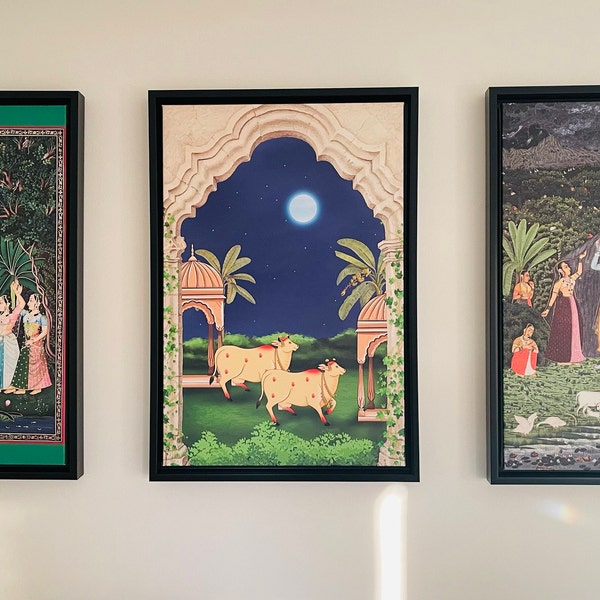 Vintage Gopi Krishna Painting, Indian Folk Art, Pichwai Traditional ...