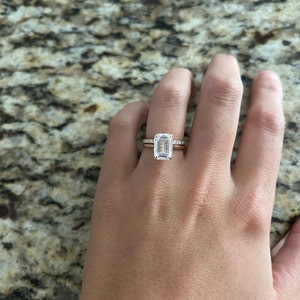 4CT Emerald Cut Moissanite Engagement Ring Emerald Moissanite - Etsy