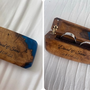 FLIP Purple Epoxy & Wood Engagement Ring Box. Compact Wooden - Etsy