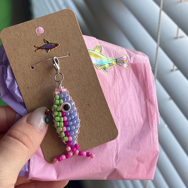 Beaded Fish Keychain and Purse Charm: Customizable - Etsy