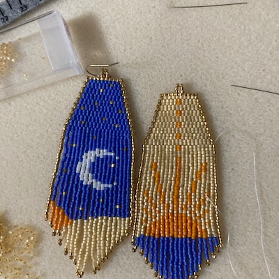 Ocean Wave Sun Brick Stitch Earring Pattern Tropical Beach - Etsy