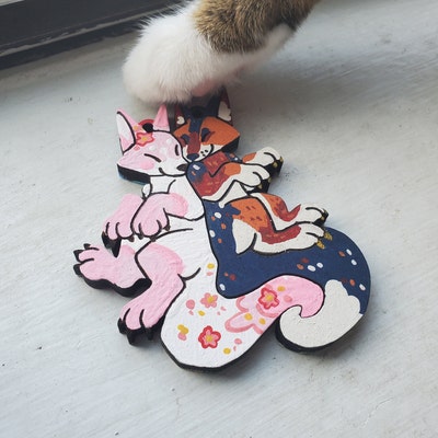 DIY Paint Your Own Interlocking Fox Keychain Blank Wood Cutout - Etsy