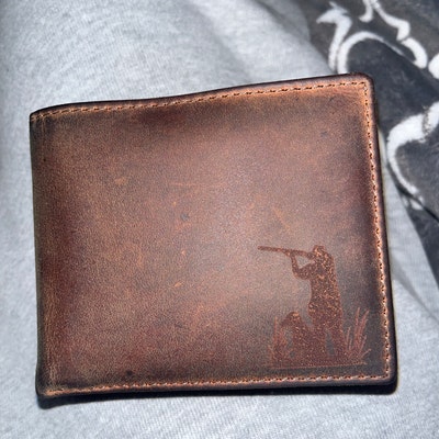 Mens Brown Leather Dog Hunting Wallet. RFID Blocking Genuine Leather ...