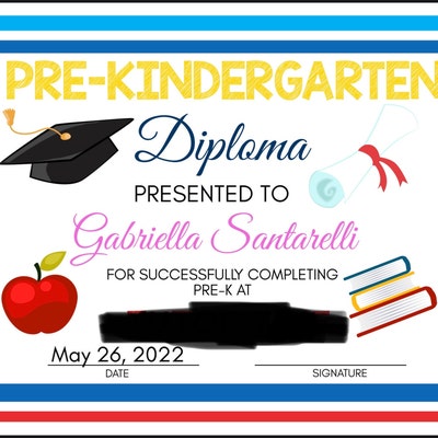 Editable Diploma, Kindergarten Graduation, Preschool Certificate ...