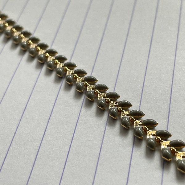 Gold Plated Brass Enamel Chevron Chain 6.3mm, Herringbone Flat Arrow ...