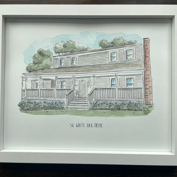 Custom House hand-drawn Sketch 8x10 Pen and Ink Drawing Doodle Bar Home ...