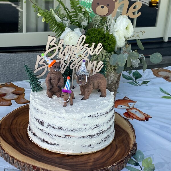 Baby Bear Cake Topper, Baby Bear is One, Wood Cake Topper, Birthday ...