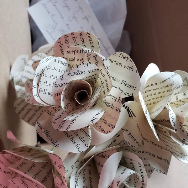 Book Roses, Book Page Flowers, Literary Gift, Bibliophile, Bookworm ...