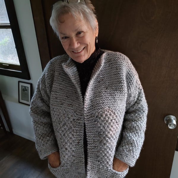 Vintage Knitting Pattern Super Chunky Bulky Jumbo Edge to Edge Jacket ...