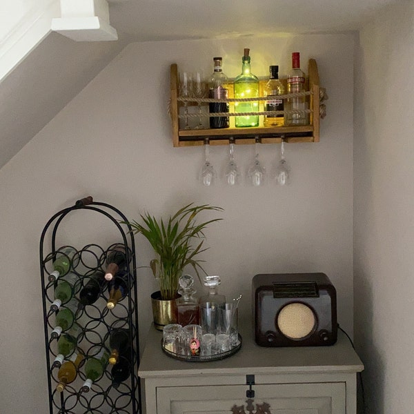 Wine Rack - Wall Mounted Hand Crafted Handcrafted Rustic Wood Bar for ...