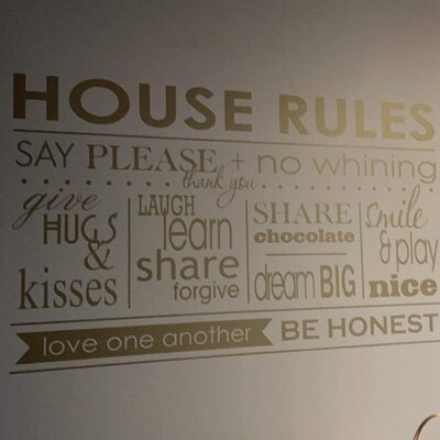 House Rules Wall Sticker, House Rules Wall Decal, House Rules Wall Art ...