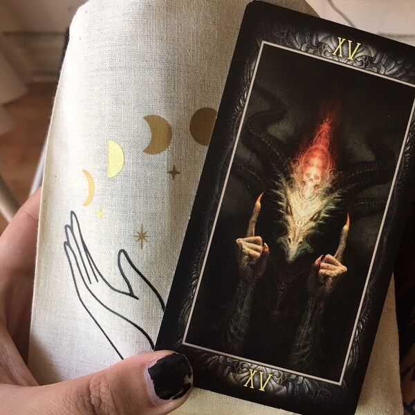 Moon Witch Drawstring Pouch Bag for Tarot Cards, Crystals, Witchy ...