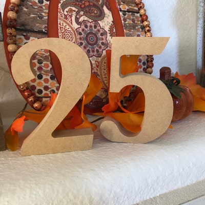 25 Wood Numbers Christmas 25 Craft Unfinished Wood Cutout Free Standing ...