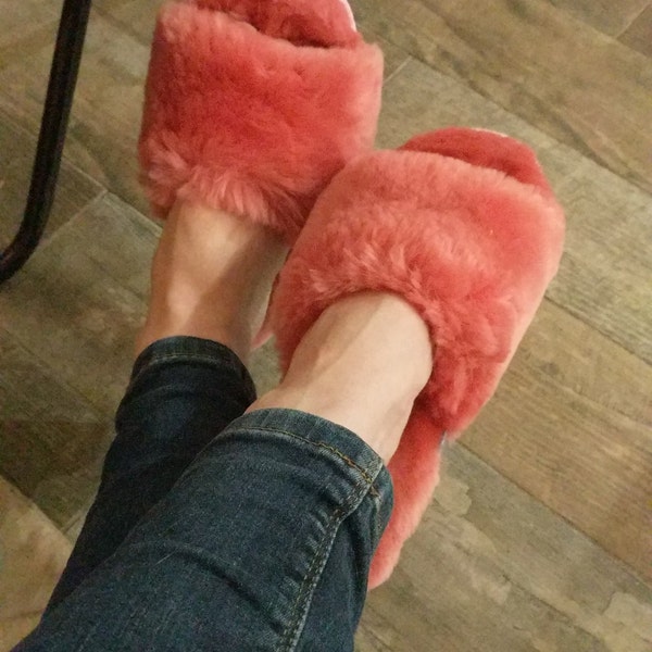 Pink Spa Sheepskin Slippers - Etsy