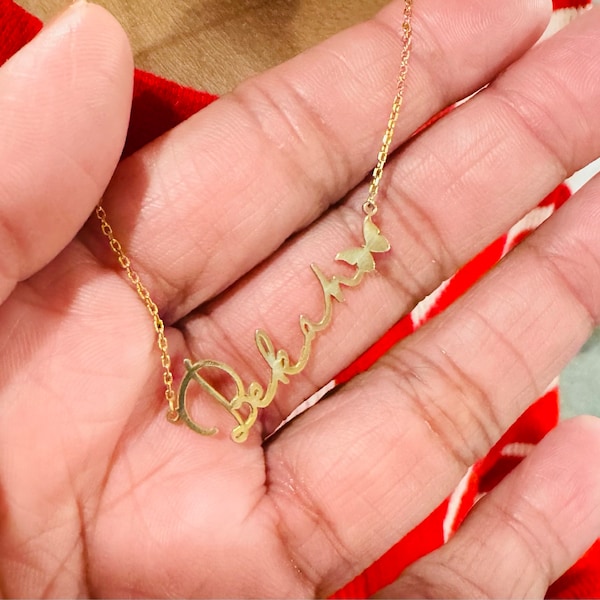 Personalized Butterfly Necklace, Name Necklace With Butterfly, Mother's ...