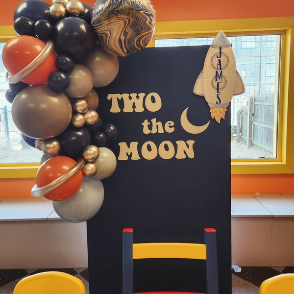 Two the Moon Birthday Vinyl Decal | Space Theme Backdrop Sticker With ...