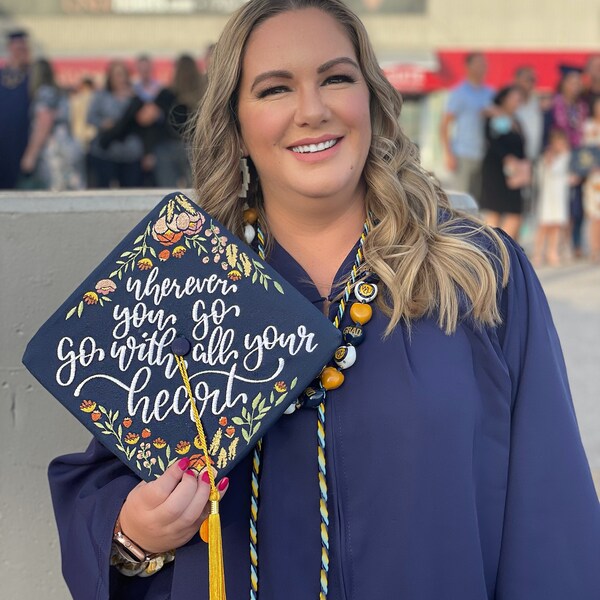 Embroidered Boho Graduation Cap Topper | Grad Cap Decoration Topper ...