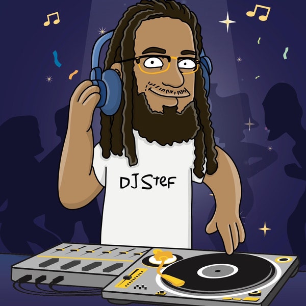 DJ Gift - Custom Portrait From Your Photo as Yellow Cartoon Character ...