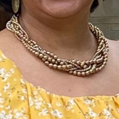 Sequin NYC Gold Tone Turquoise and Crystal Beaded Multistrand Necklace ...