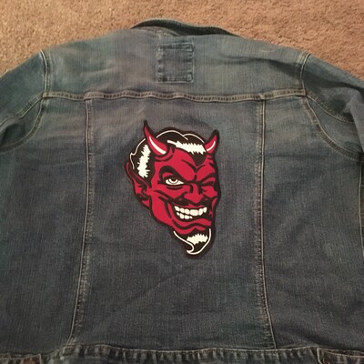 Large RED DEVIL PATCH Iron-on Embroidered Applique 666 Skull Evil Devil ...