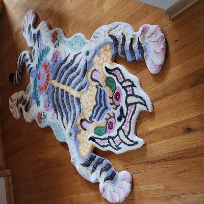 Bear Rug Floral Rug Modern Cute White Rug Aesthetic - Etsy