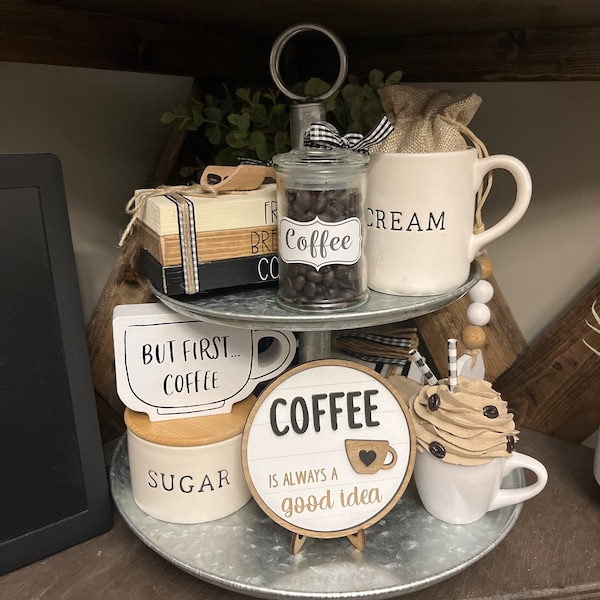 Coffee Mini Wood Book Stack With Scoop/ Coffee Bar/ Tier Tray Decor ...