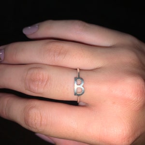 Sideway Initial Ring Sterling Silver Ring Stacking Ring - Etsy Canada