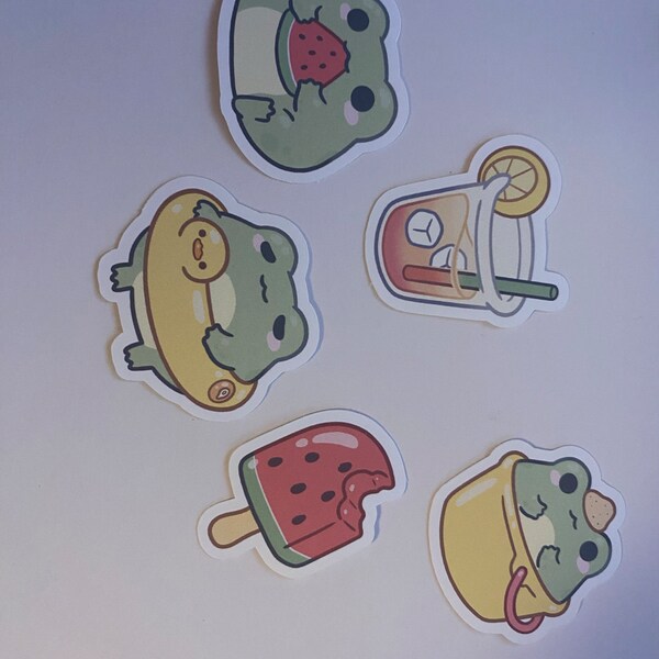 Cute Beach Frog Sticker Set - Etsy