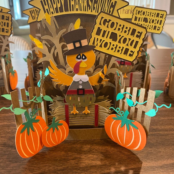 Thanksgiving Fall Card in A Box 3D SVG - Etsy
