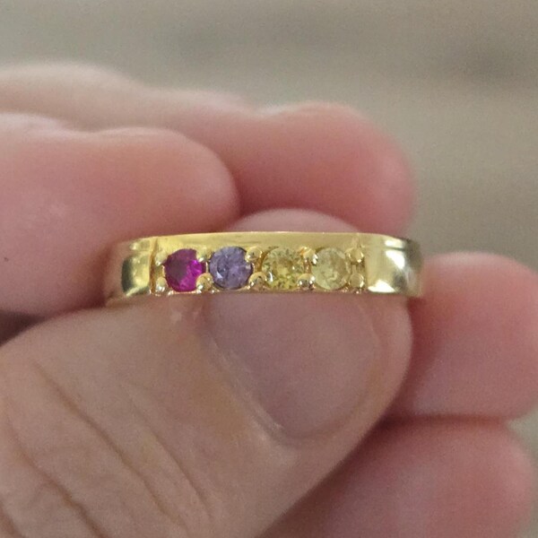 3PCS Personalized Mothers Stacking Rings, 1-6 Birthstones Stackable ...