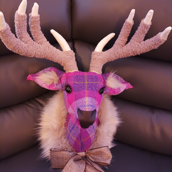 Sheep Head Faux Taxidermy Handmade Fabric Lamb Wall Mounted Ewe Head ...