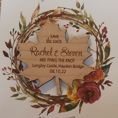 Fall Save the Date Magnet With Cards, Wedding Maple Leaf Save-the-dates ...
